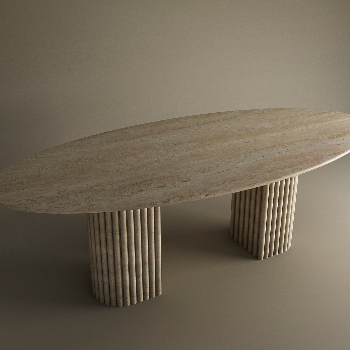 Ellipse Travertine Dining Tables with Fluted Base – Travertable