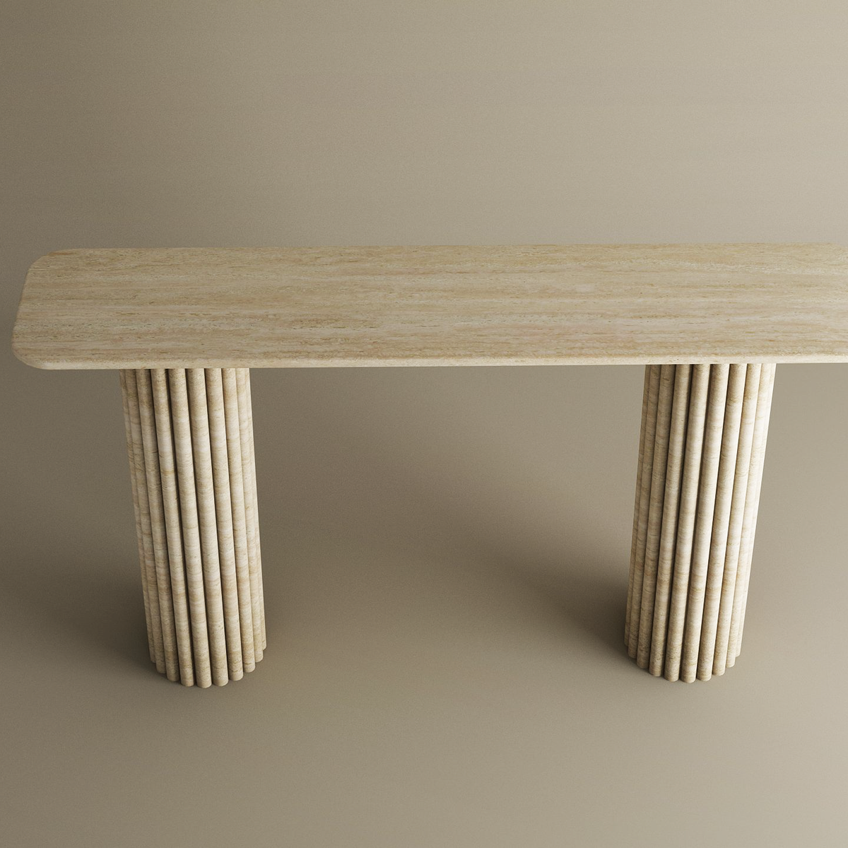 Rectangular Travertine Console Table with Vertical Groove Base ...